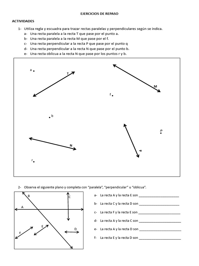 Ejercicios de Geometría: Rectas y Planos | PDF | Perpendicular ...