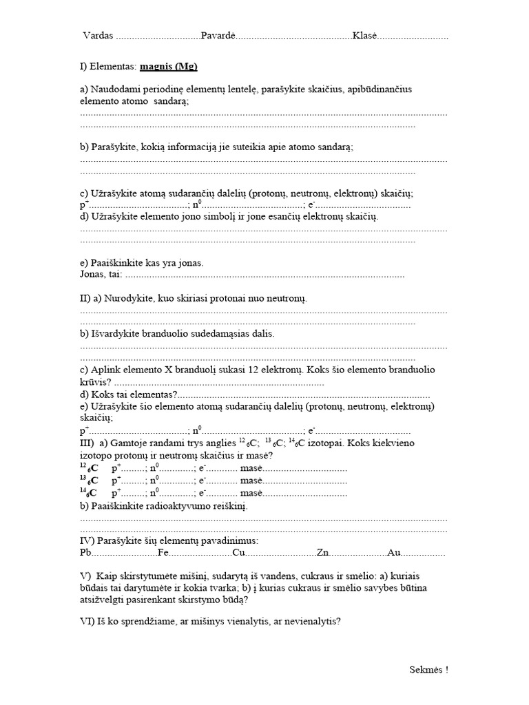 Papildoma Užduotis 8kl. | PDF