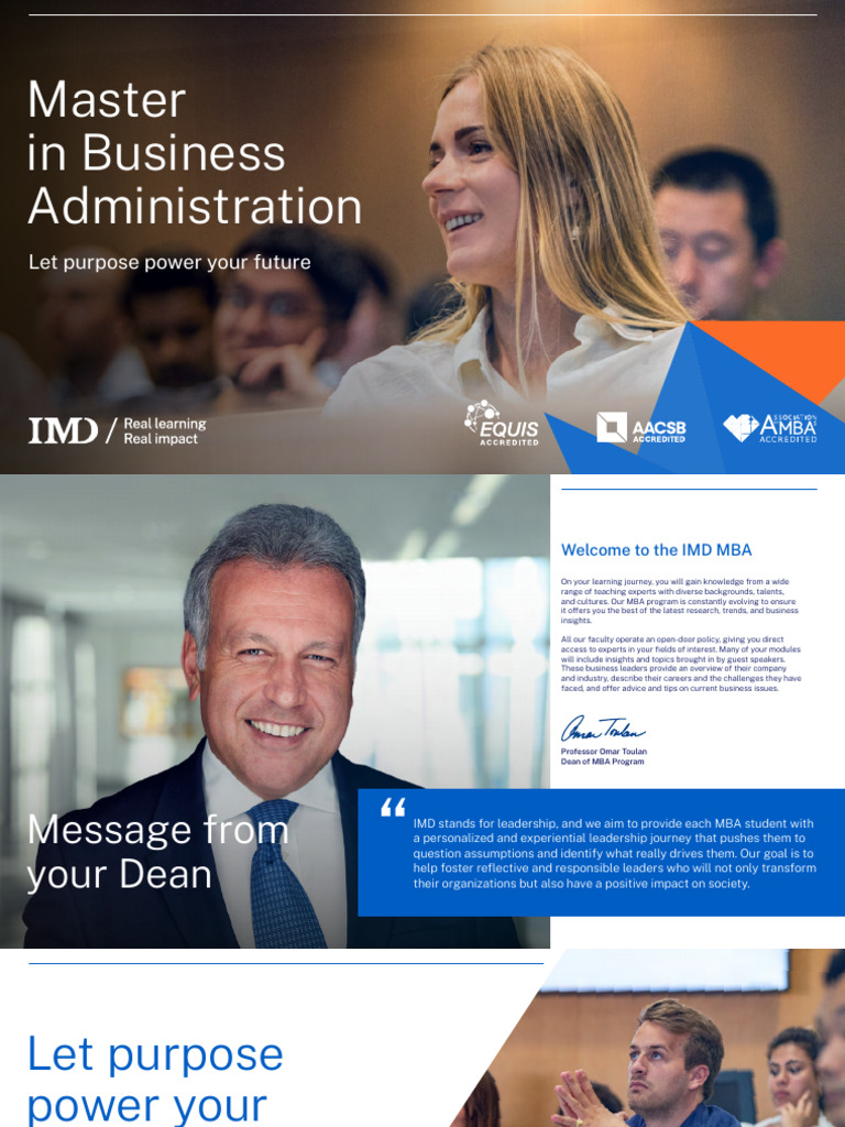 IMD MBA Brochure | PDF | Master Of Business Administration | Startup Company