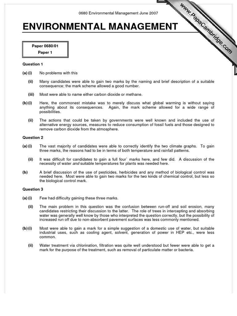 Environmental Management Paper 0680 01 Paper 1 PDF Volcano