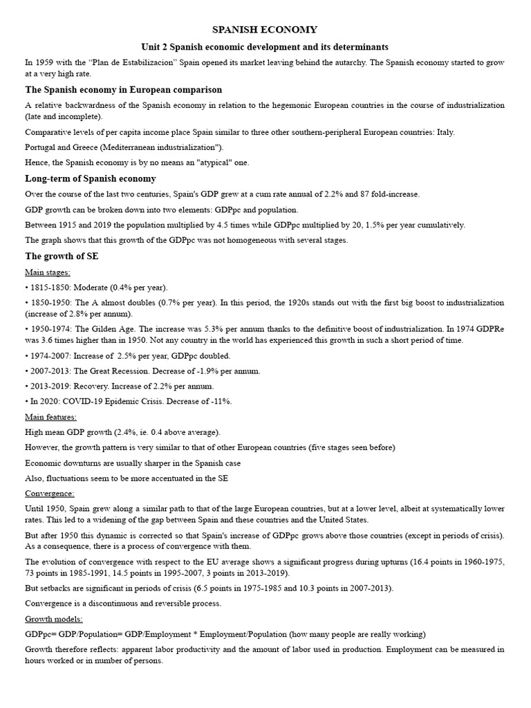 Spanish Economic Growth Analysis | PDF | Economic Growth | Income ...