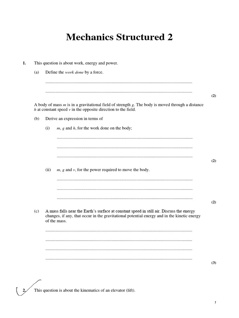 Mechanics Structured 2 | PDF | Force | Mass
