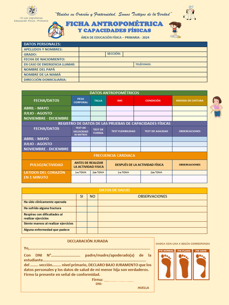 Ficha Antropométrica 2024 | PDF | Medicina CLINICA | Especialidades Medicas