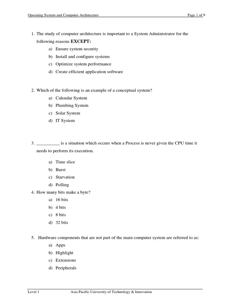 OS&CA Rev1 | Download Free PDF | Operating System | Random Access Memory