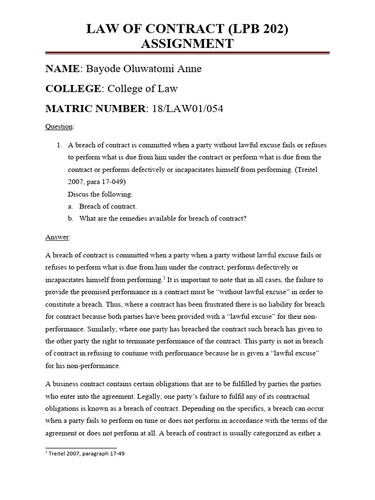 1588863595law_of_contract_assignment | PDF | Damages | Specific Performance