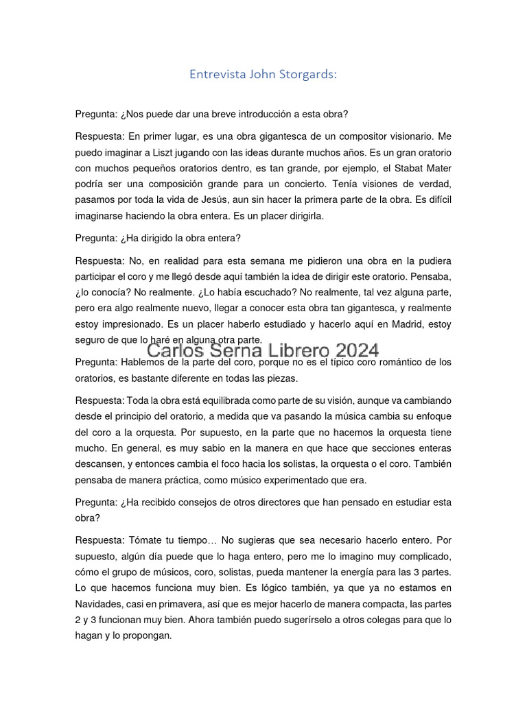 Entrevista a John Storgards sobre Liszt | PDF