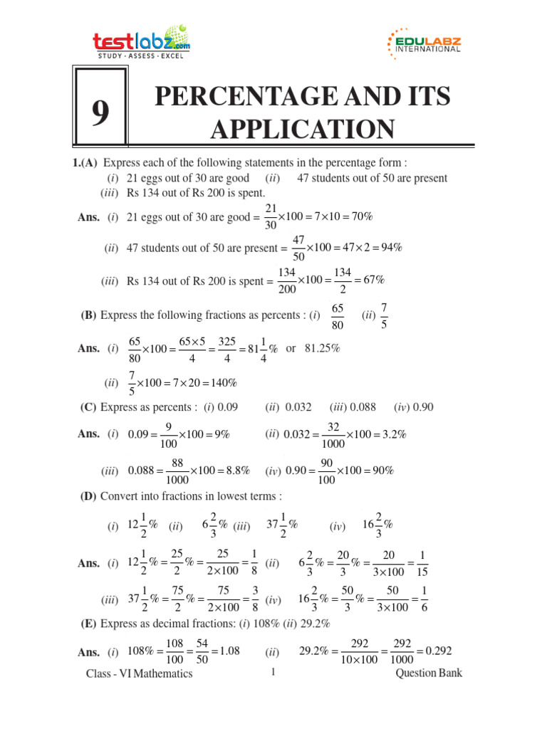 Percentage and Its Application | PDF | Percentage | Debt