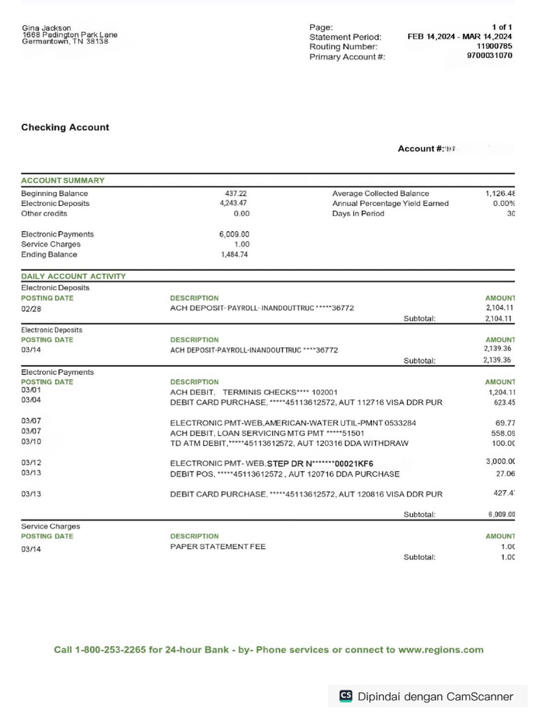 Estatement Ginajackson | PDF