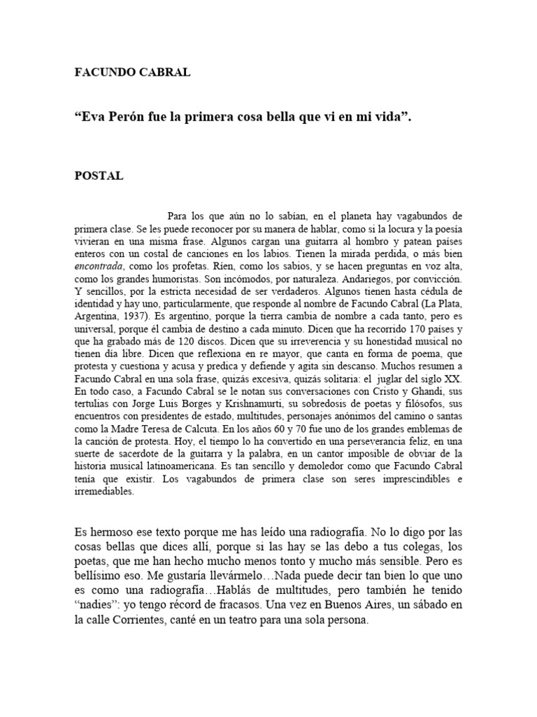 Entrevista Facundo Cabral | PDF