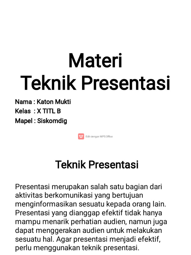 Teknik Efektif dalam Presentasi | PDF