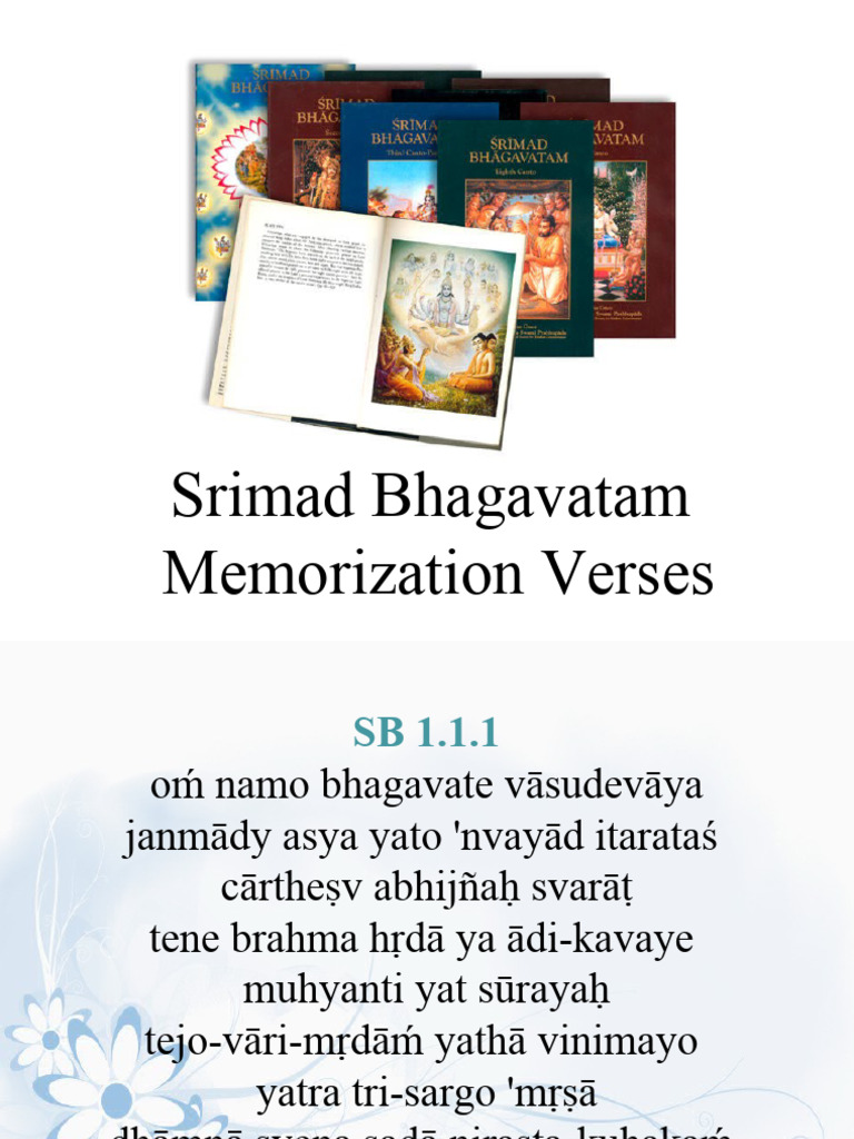 SB Canto1 - Bhakti Vaibhava Verses For Memorization | PDF | Bhagavata ...