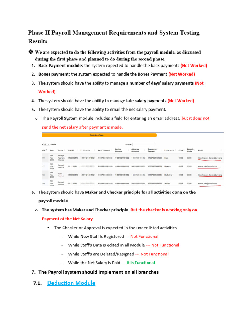 Phase II Payroll Management System Testing Results | PDF | Payroll | Salary