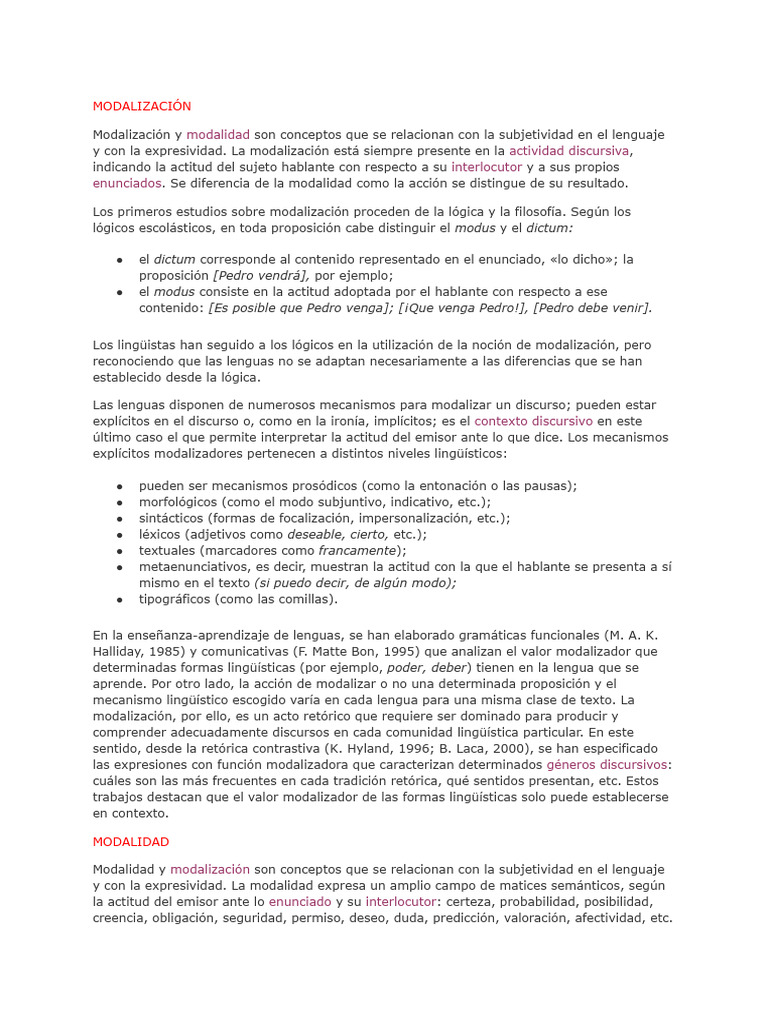 Modalización y Modalidad | PDF | Proposición | Lingüística