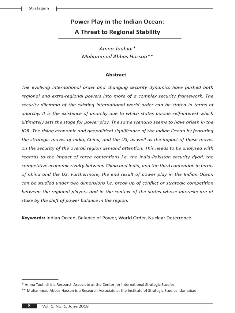 Power_Play_in_the_Indian_Ocean_A_Threat | PDF | Deterrence Theory ...