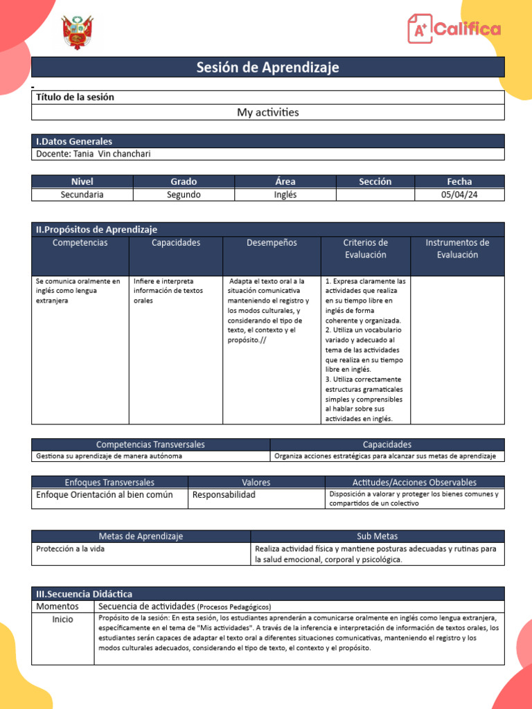 My Activities | PDF | Aprendizaje | Evaluación