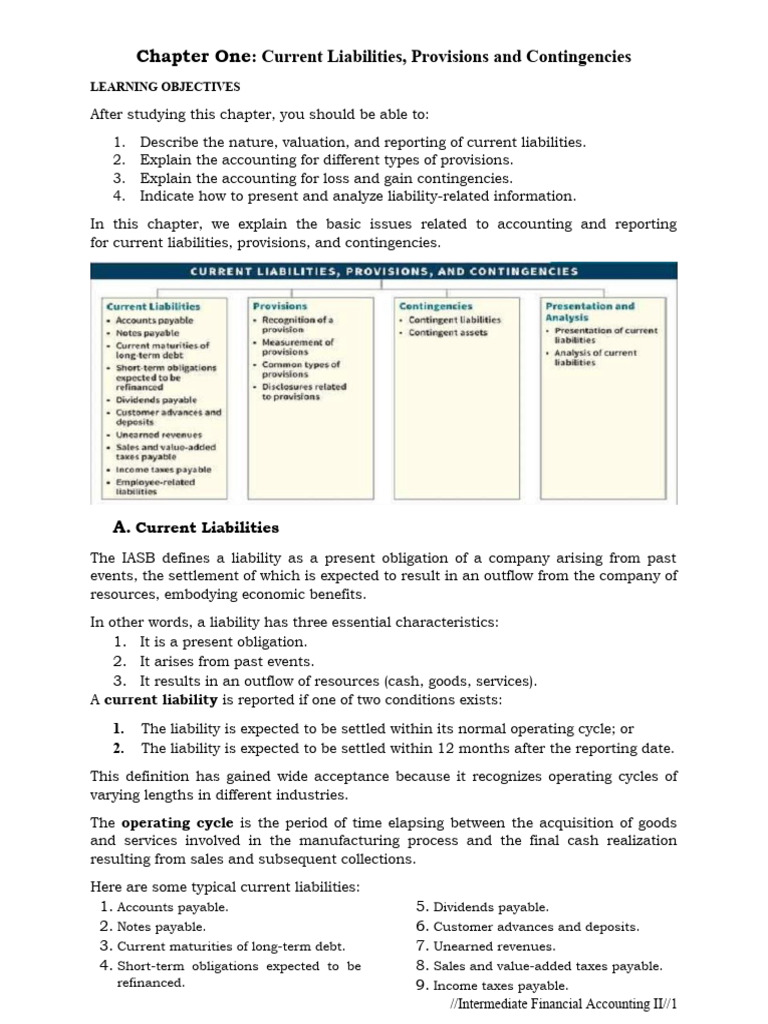 Chapter 1 - Current Liabilities, Provisions and Contingencies | PDF | Taxes | Value Added Tax
