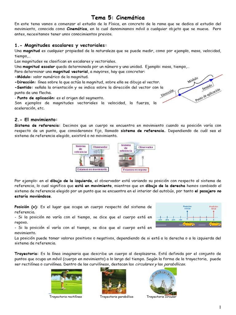 Tema 5 Cinemática | PDF | Velocidad | Vector Euclidiano