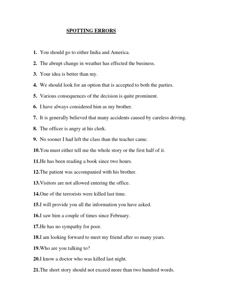 Sentence Corrections | PDF