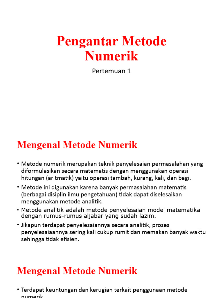 Pengantar Metode Numerik | PDF | Metode & Bahan Ajar