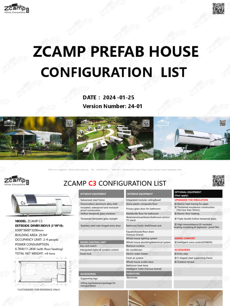 ZCAMP Prefab House - Configuration List 2024 | PDF | Sink | Bathroom
