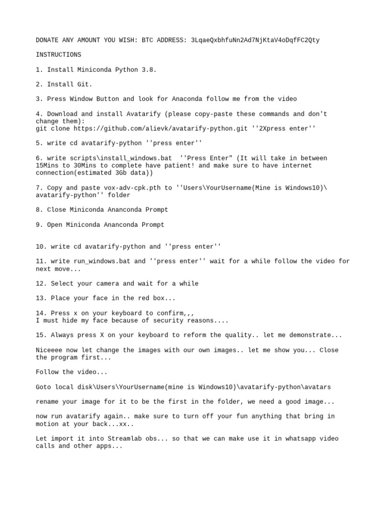Guide To Install Avatarify Python On Windows | PDF
