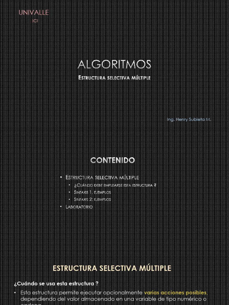 Estructura Selectiva Múltiple | PDF | Algoritmos | Matemáticas