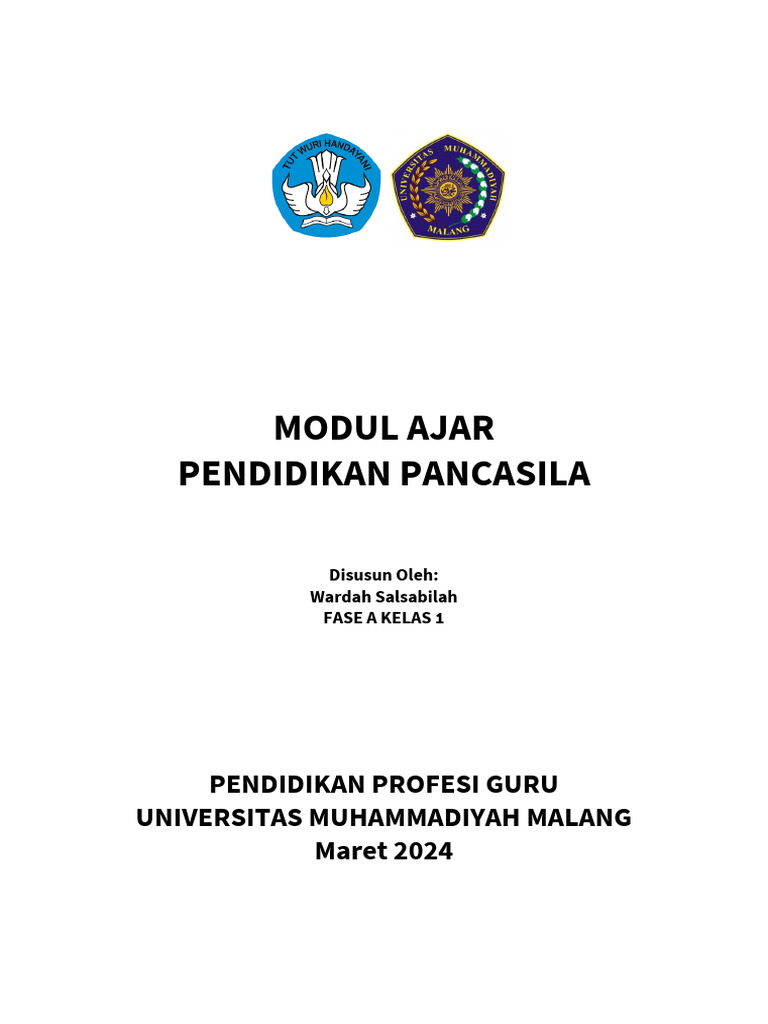 Modul Ajar PP Kelas 1 - PBL - Wardah Salsabilah | PDF