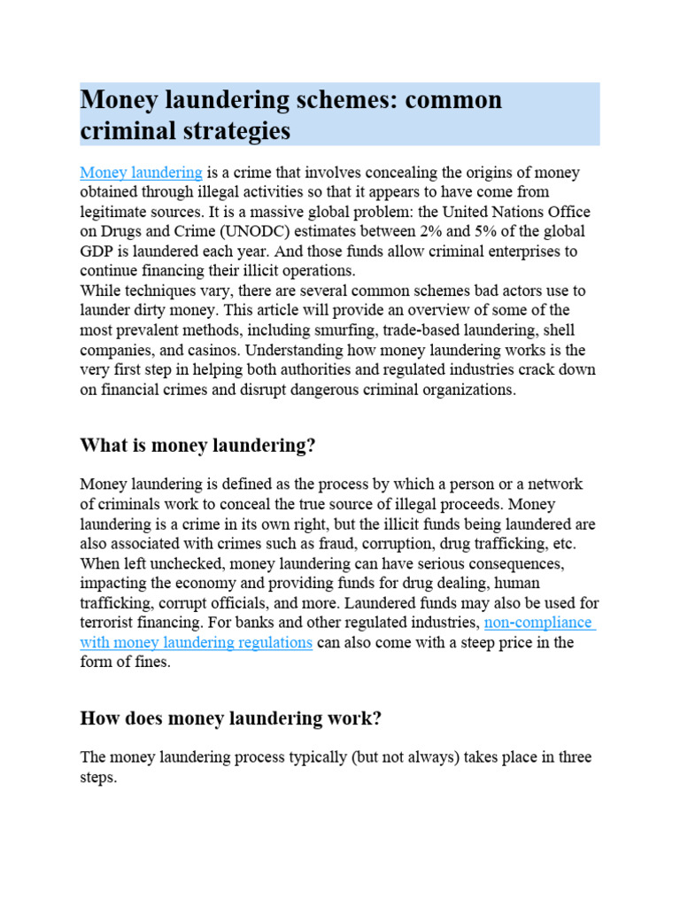 Money Laundering Schemes | PDF | Money Laundering | Money