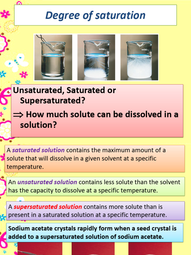 Degree of Saturation and Formation of Solution | PDF | Solubility ...