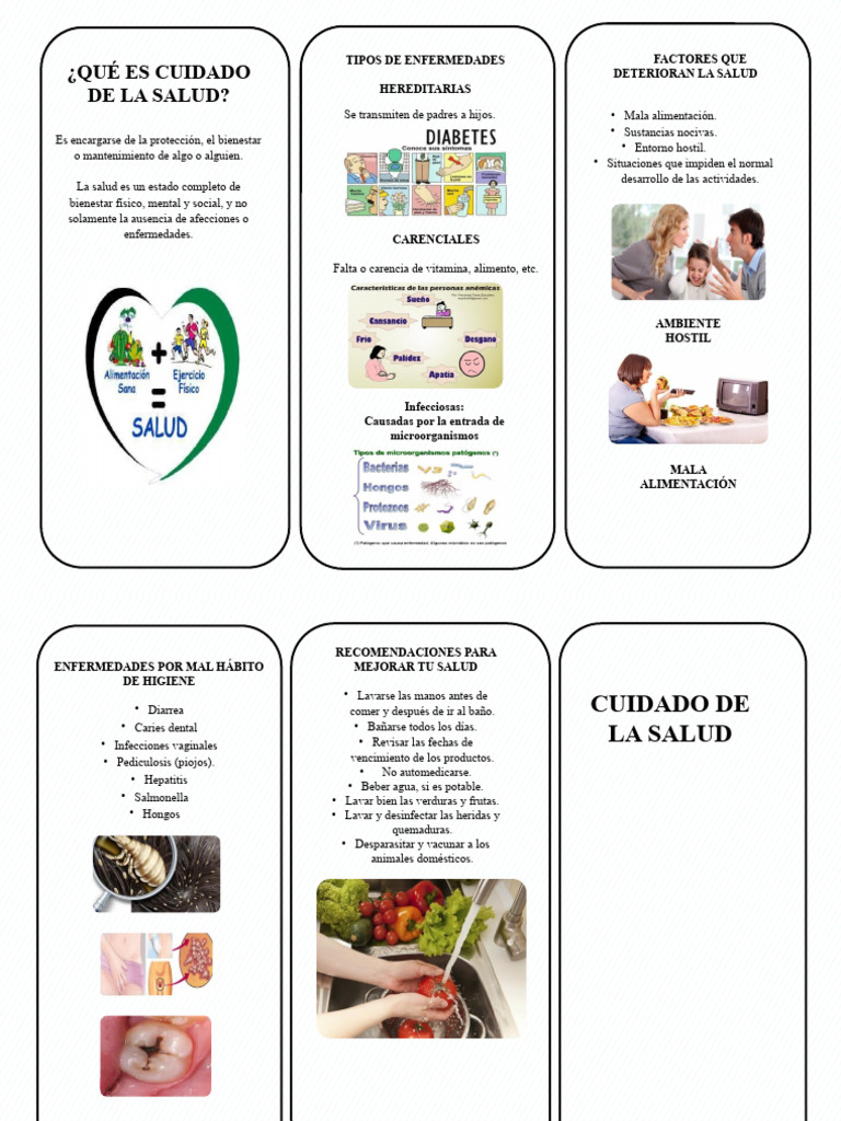 Tríptico sobre Cuidado de la Salud | PDF | Infección | Higiene