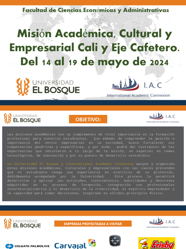 Misión Académica Cali y Eje Cafetero | PDF | Bancos | Hotel