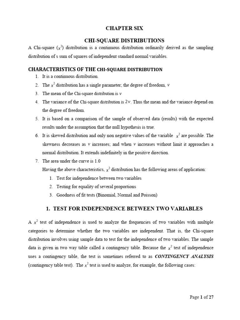 Ch Iv Chi Square Pdf Chi Squared Distribution Statistical Hypothesis Testing