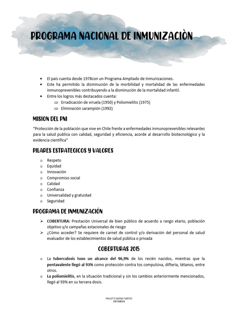 Programa de Inmunización en Chile | PDF | Microbiología | Enfermedades ...