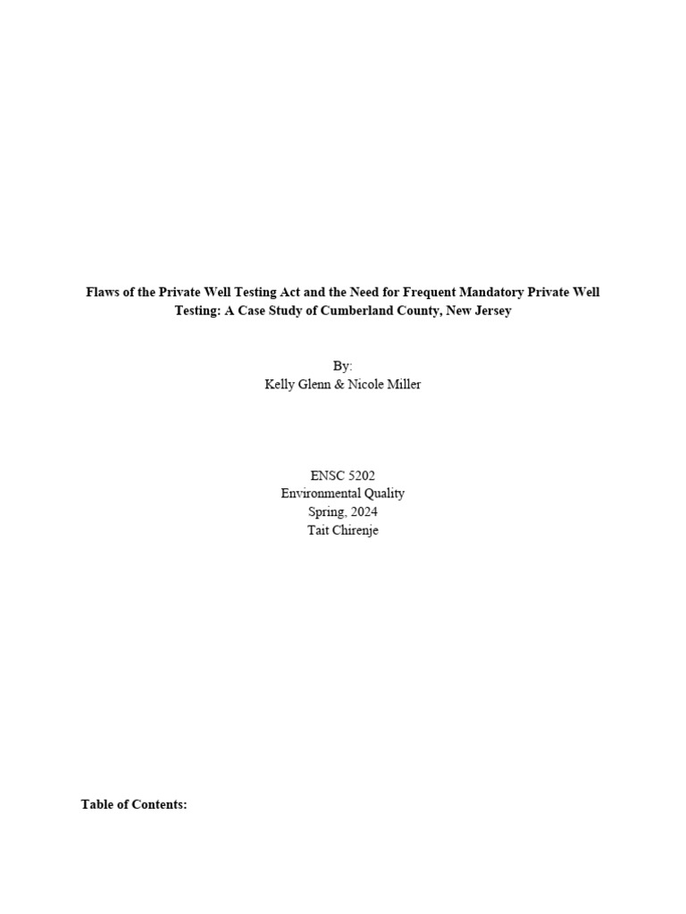Strengthening Trenton's Private Well Testing | PDF | Drinking Water ...