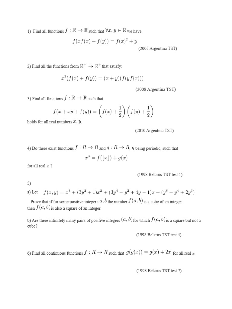 Functional Equations Pdf Function Mathematics Numbers