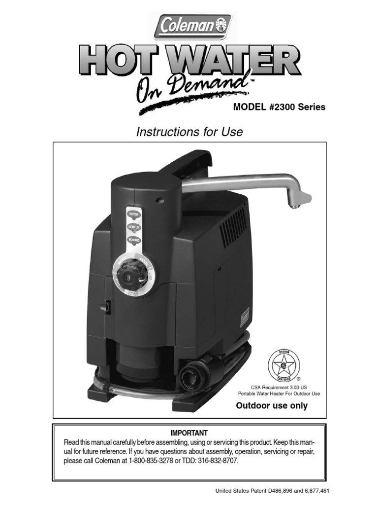 Coleman 2300 Series Hot Water Manual | Download Free PDF | Water ...