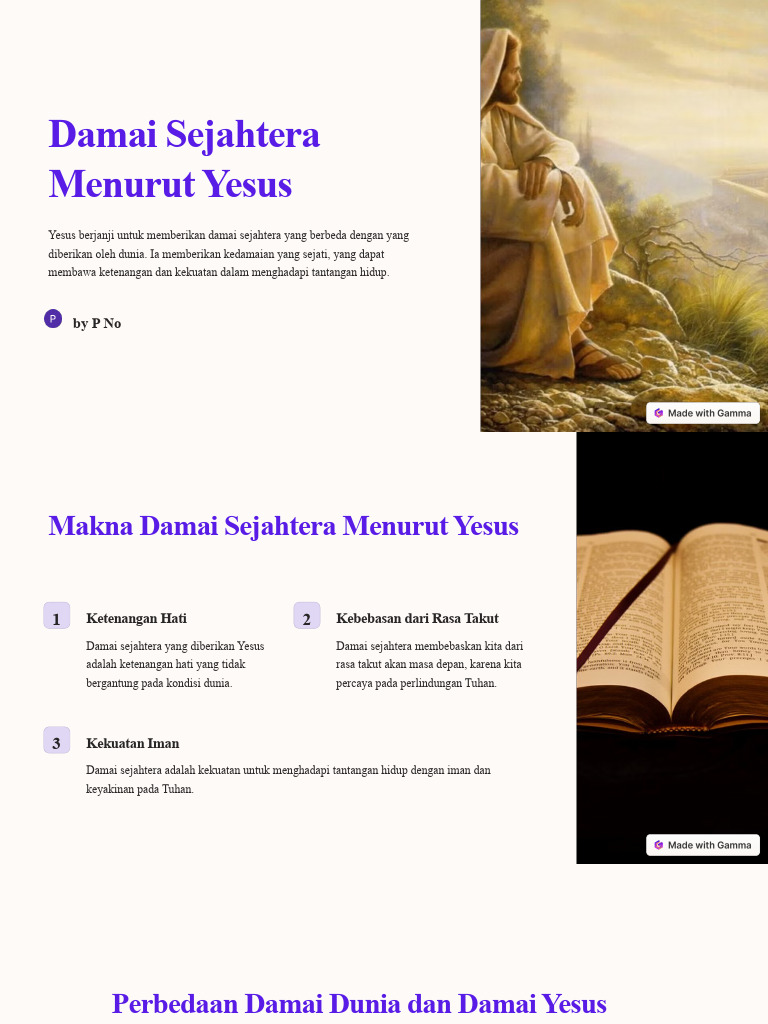 Damai Sejahtera Yesus: Ketenangan Abadi | PDF | Kesehatan Holistik | Agama & Spiritualitas