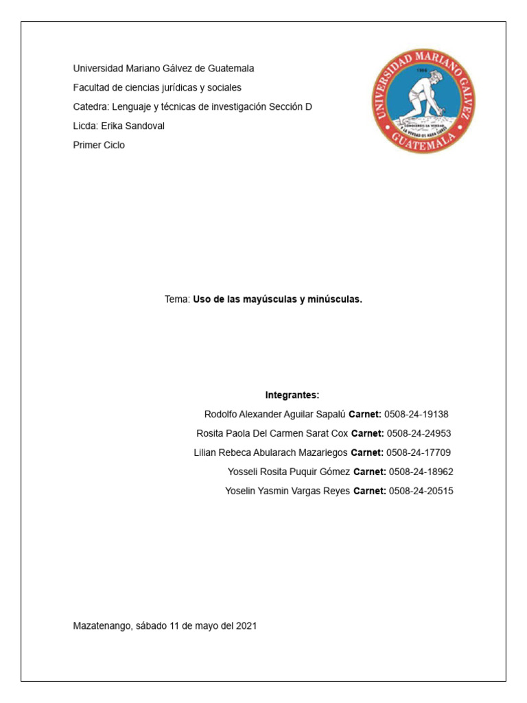 Uso de Mayúsculas y Minúsculas | PDF | Caso de carta | Escritura