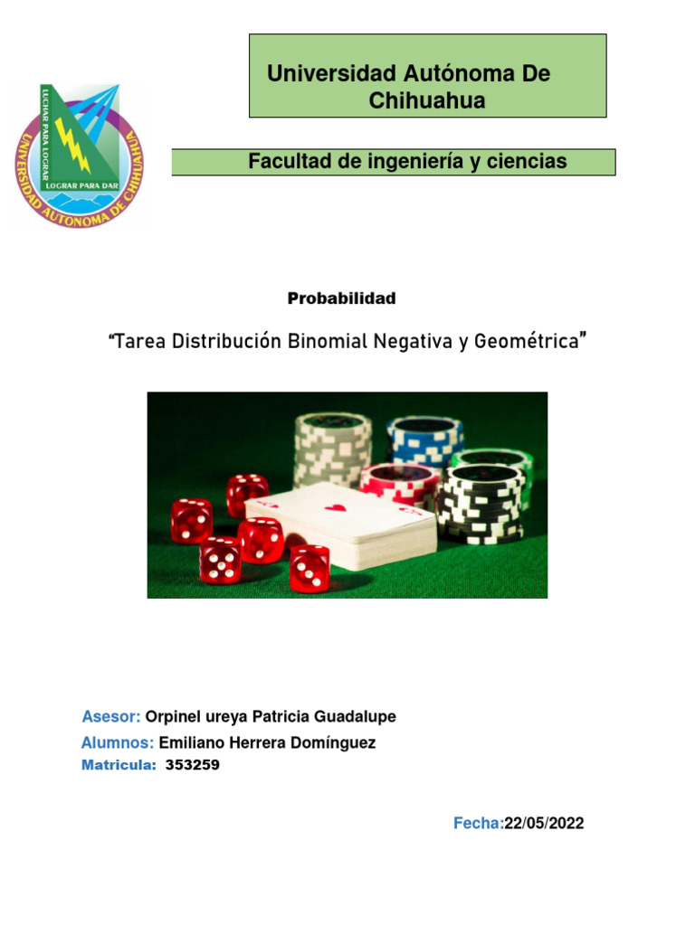 Tarea Distribución Binomial Negativa y Geométrica. | PDF