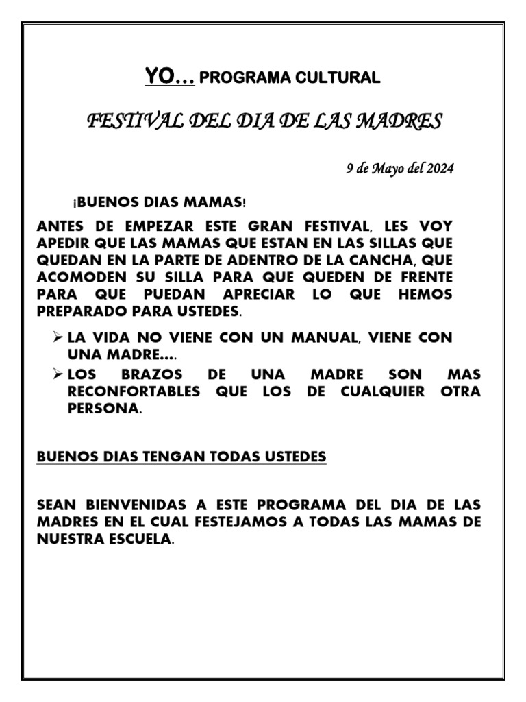 Festejo Dia de Las Madres | PDF