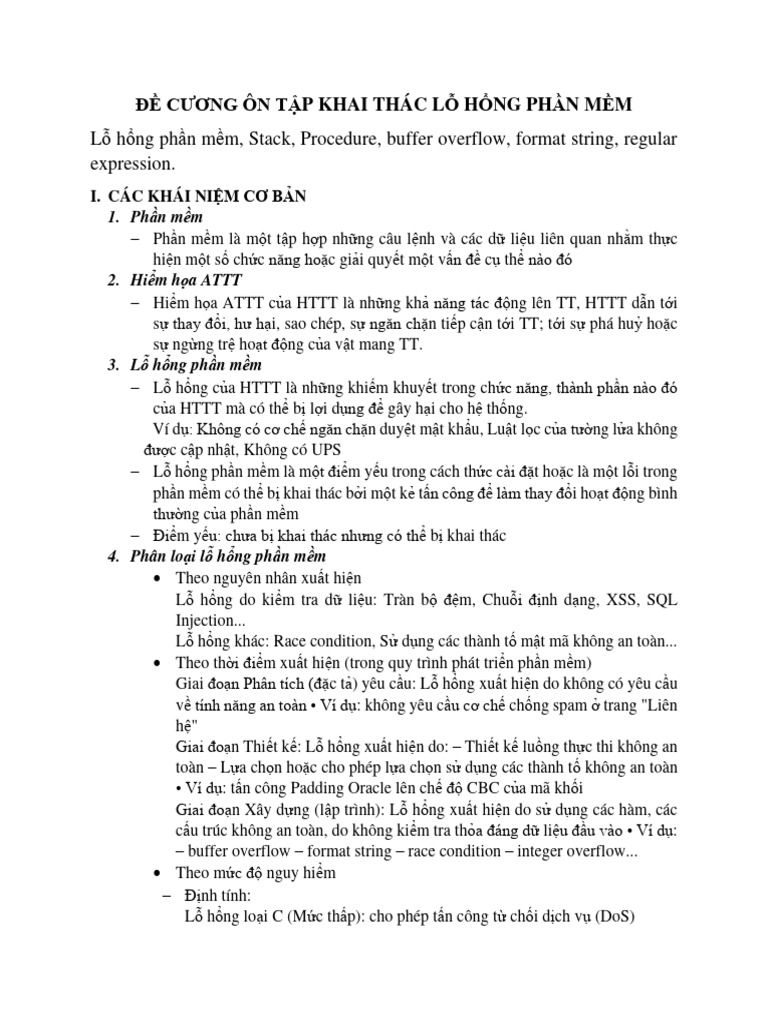 DE-CUONG-ON-TAP-KHAI-THAC-LO-HONG-PHAN-MEM v2 | PDF