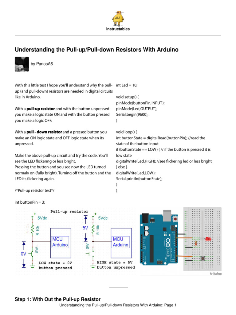 Understanding The Pull Up Resistor With Arduino | PDF | Electrical ...