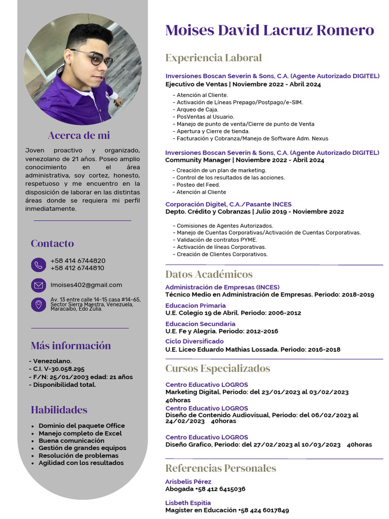 CV Moises Lacruz | PDF | Business