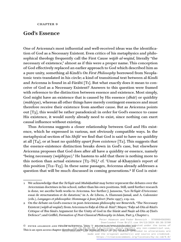 Adamson, Benevich - God's Essence | PDF | Existence | Islamic Philosophy