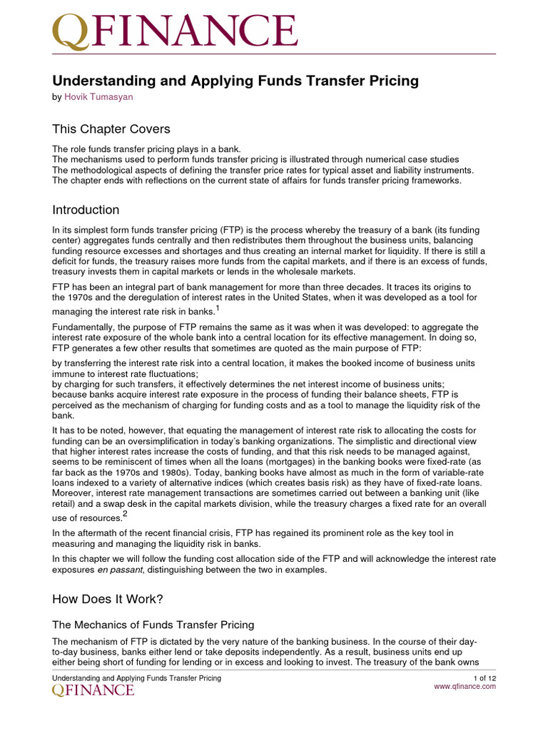 Hovik Tumasyan - Understanding and Applying Funds Transfer Pricing | PDF | Market Liquidity ...