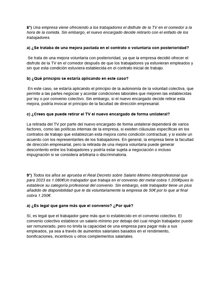 Ejercicios 8 y 9 | Descargar gratis PDF | Salario mínimo | Derecho laboral