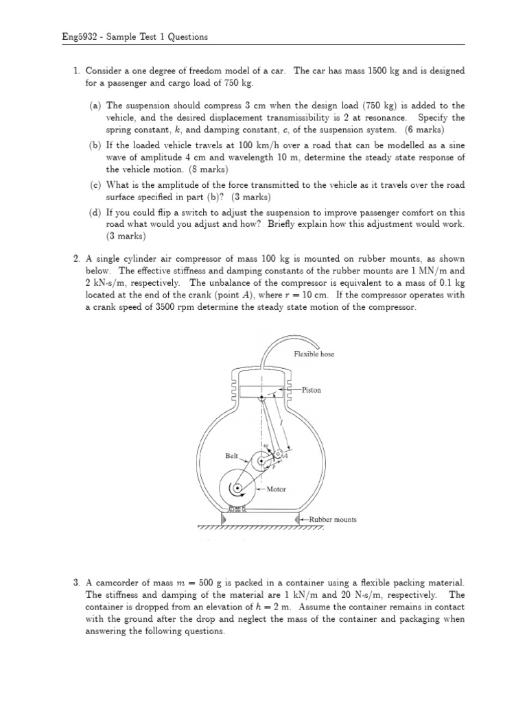 Mechanical Vibrations - Sample Test | PDF | Damping | Mechanical ...