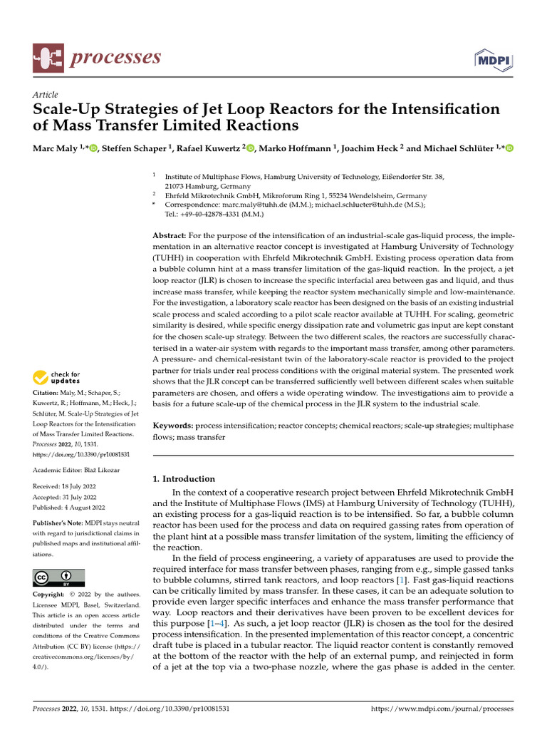 Scale-Up Strategies of Jet Loop Reactors For The I | PDF | Flow Measurement | Liquids