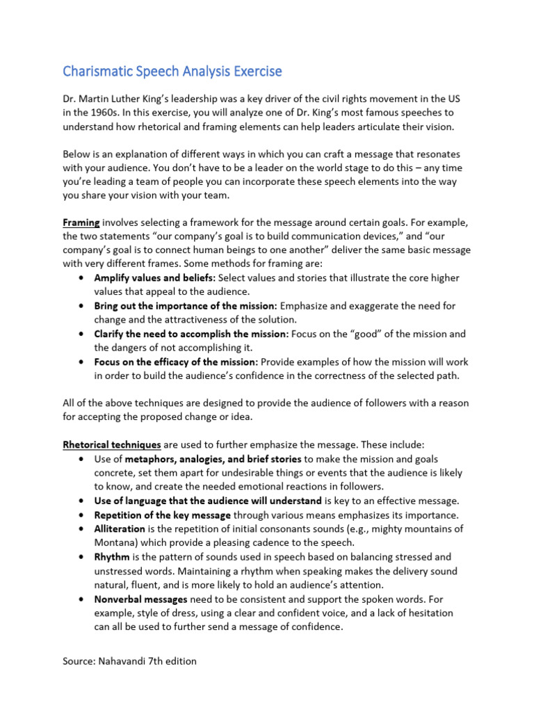 Charismatic Speech Techniques | PDF | Rhetoric | Martin Luther King Jr.