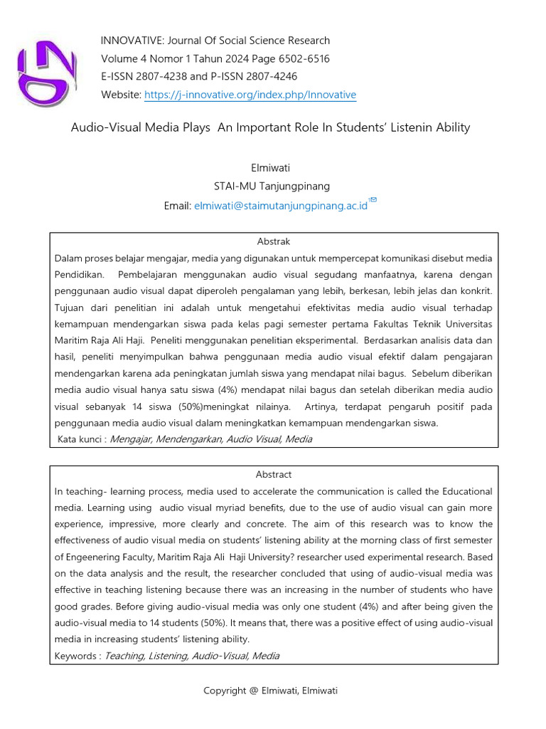 Audio-Visual Media Plays An Important Role in Students' Listenin ...